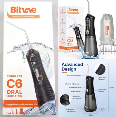 Bitvae C6 Water Dental Flosser Teeth Cordless Portable Oral Irrigator ...