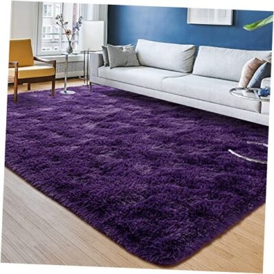 Area Rug for Living Room, 5x8 Feet Fluffy Shaggy Rugs 5 x 8 Feet Dark ...