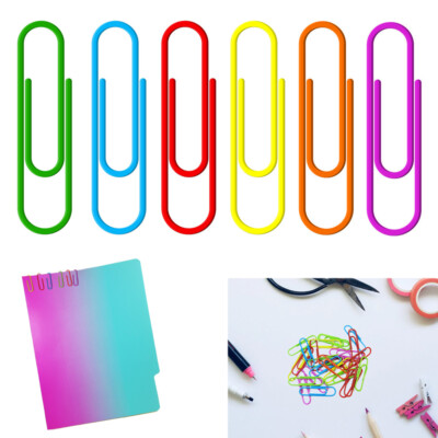 1000 Paper Clips 33mm Vinyl Coated Assorted Colors Crafts Home School ...