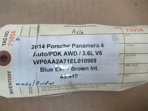 14 Panamera 4 AWD Porsche 970 DIFFERENTIAL AXLE SHAFT 97034905103 ...