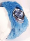 Women Oui Art Bee Watch Faur Fux Blue Band Silver Case Easy to Read ...