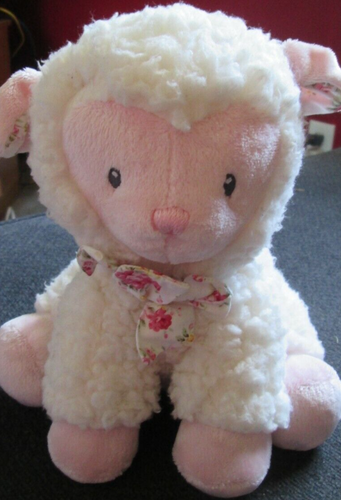 Aurora Baby plush white lamb 9" floral bow and ears | eBay