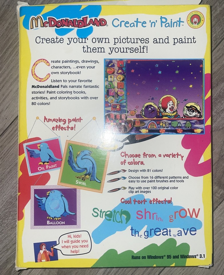 Vintage Create N Paint CD-ROM - McDONALDS SERIES McDonaldland # 2 PC ...