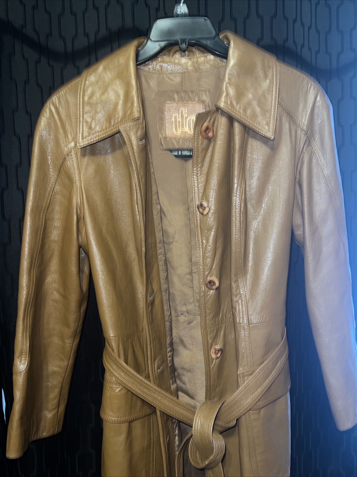 TFC 100% Leather Trench Coat Very Rare Made In Taiwan… - Gem