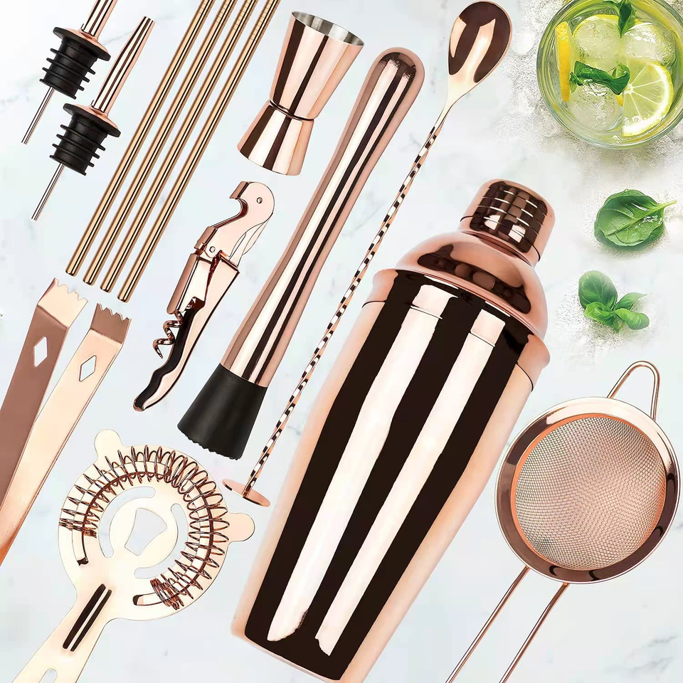 Bar Set Cocktail Shaker Set with Stand, Mixology Bartender Kit ...