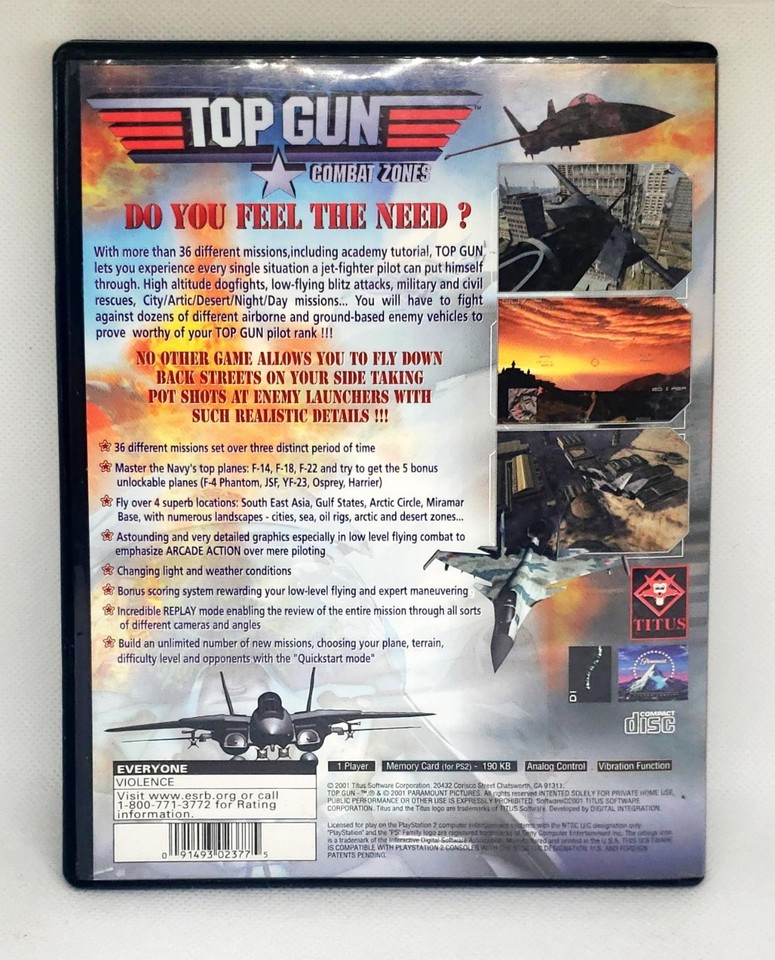 Top Gun Combat Zones PS2 Game CIB Tested & Working Fast Tracked ...