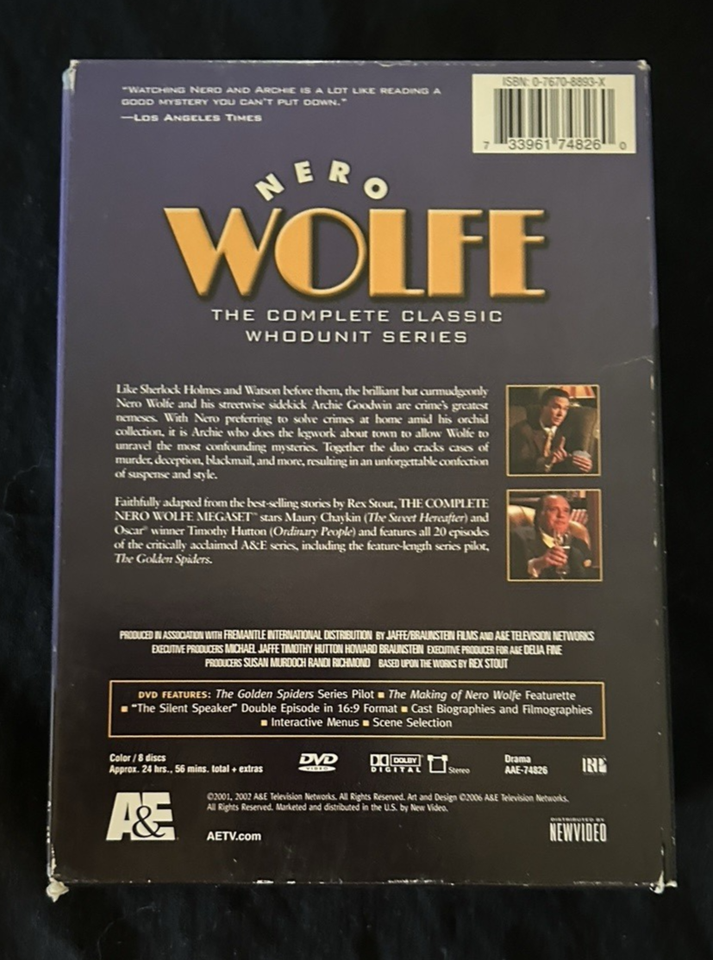 Nero Wolfe - A&E Box set of complete series 8 disc DVD Set - Nice ...