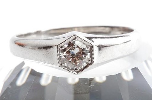 Solitaire brilliant diamond ring 585 14k white gold size 59 mens. | eBay