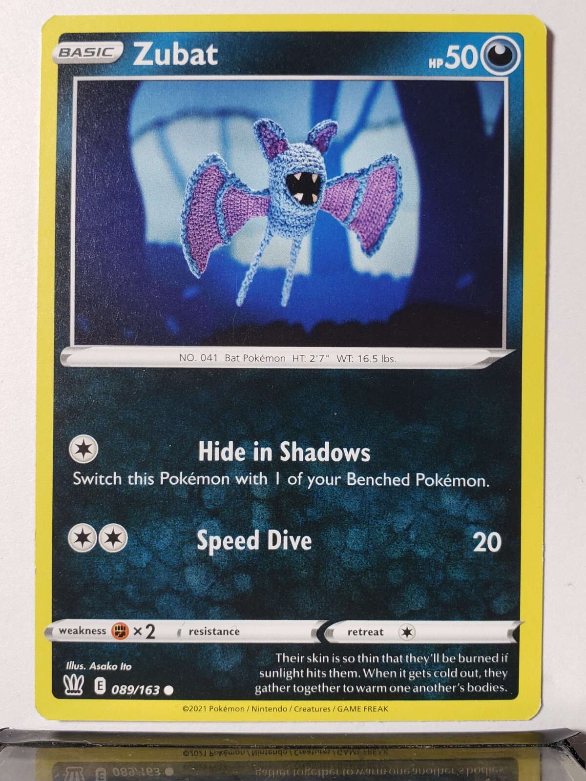 Zubat 089/163 NM / M - Asako Ito Crocheted Art - Battle Styles Pokemon ...
