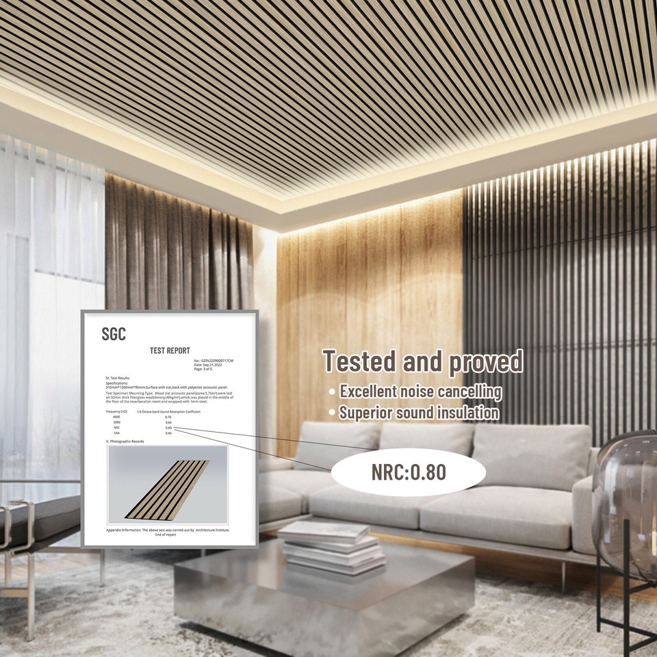 4PCS Wall Panels, Wood Slat Acoustic Panels Grooved Soundproof Panels ...