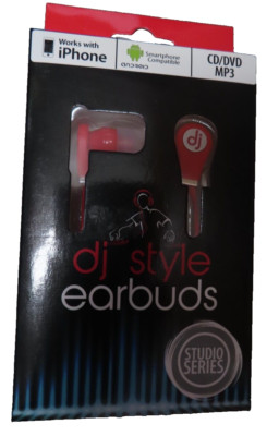 Homesmart DJ Style Headphones Earbuds works w/ iPhone. CD/DVD/MP3 Red ...