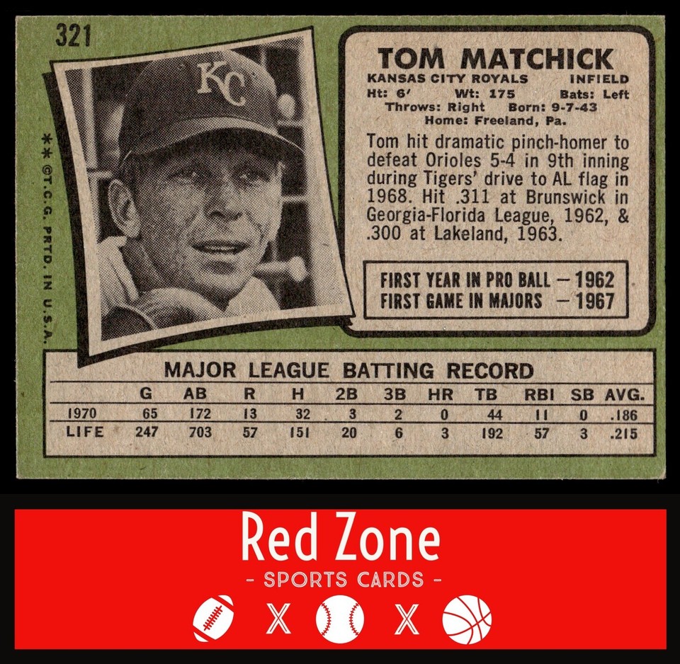 1971 Topps - #321 Tom Matchick EX+ | eBay