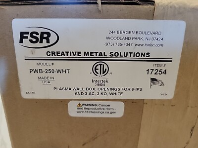 FSR PWB-250-WHT 14.25 x 7 x 4-Inch Wall Box Openings For 6 IPS, 3 AC, 2 ...