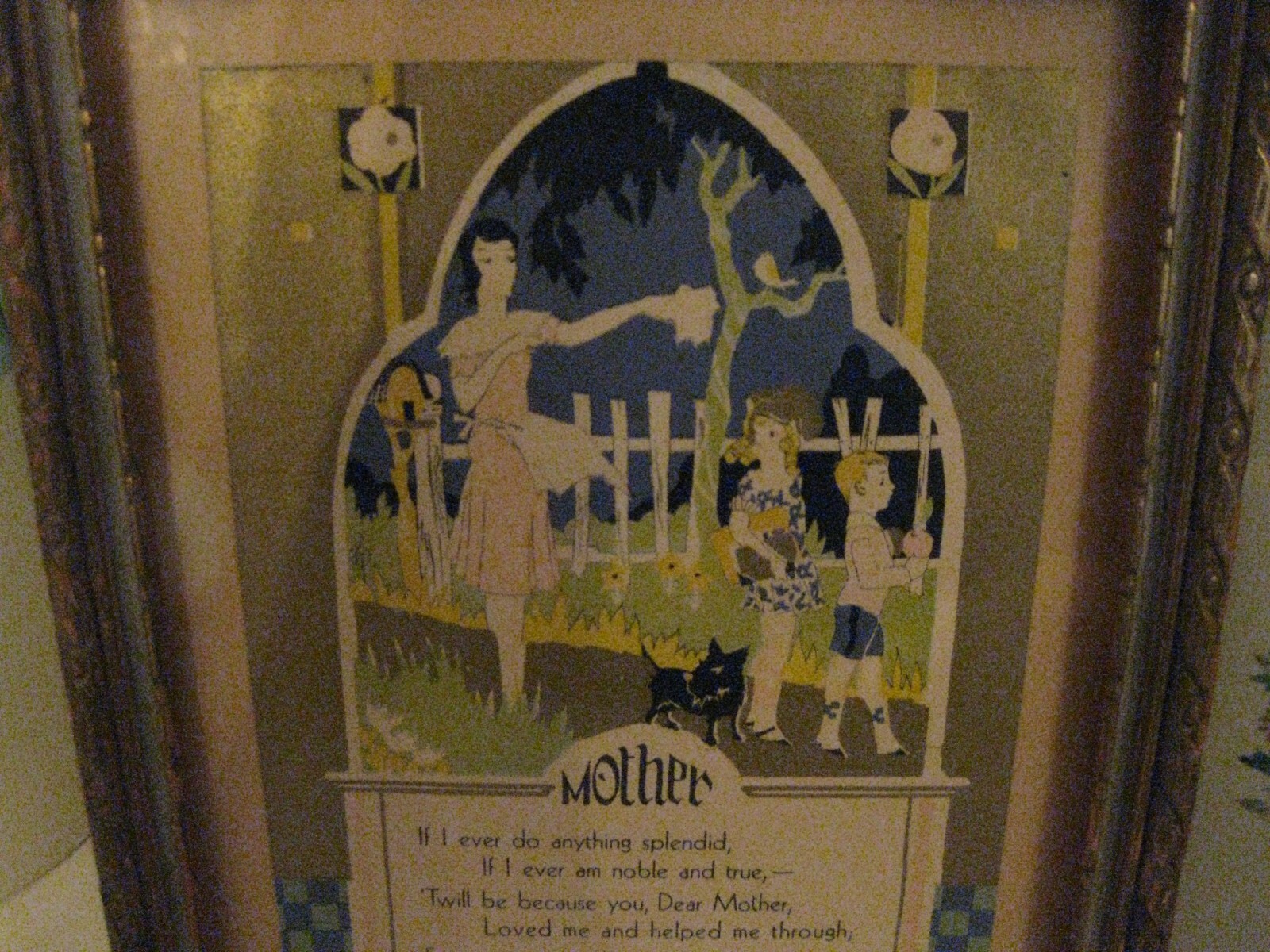 BEAUTIFUL VINTAGE 1930 MOTHER BUZZA STYLE MOTTO POEM FRAMED ART DECO ...