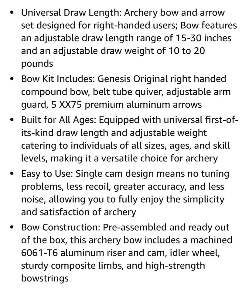 Genesis Right Handed Bow With Case And Arrows | eBay