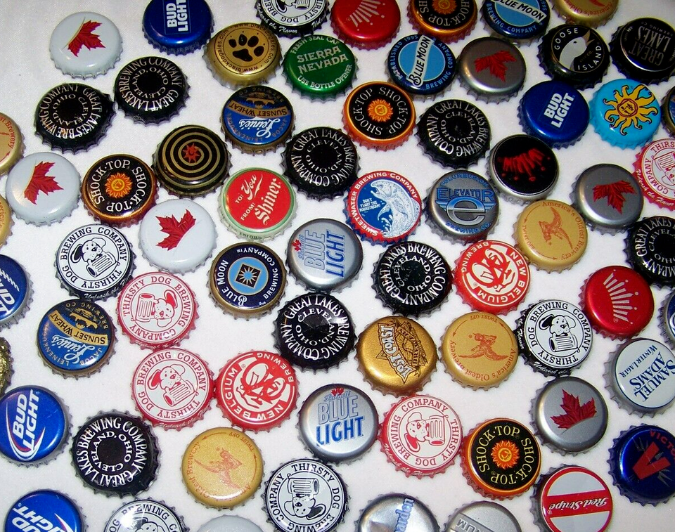 100 Beer Bottle Caps Mixed Lot Recycle Upcycle Craft Projects ...