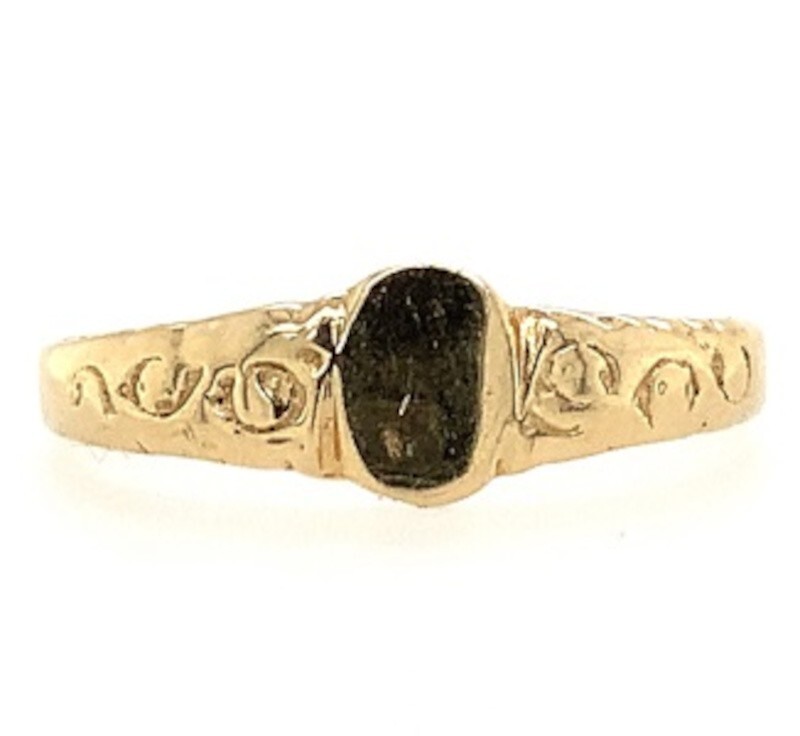 14k Gold Baby Signet Ring Blank Fancy Infant Children… - Gem