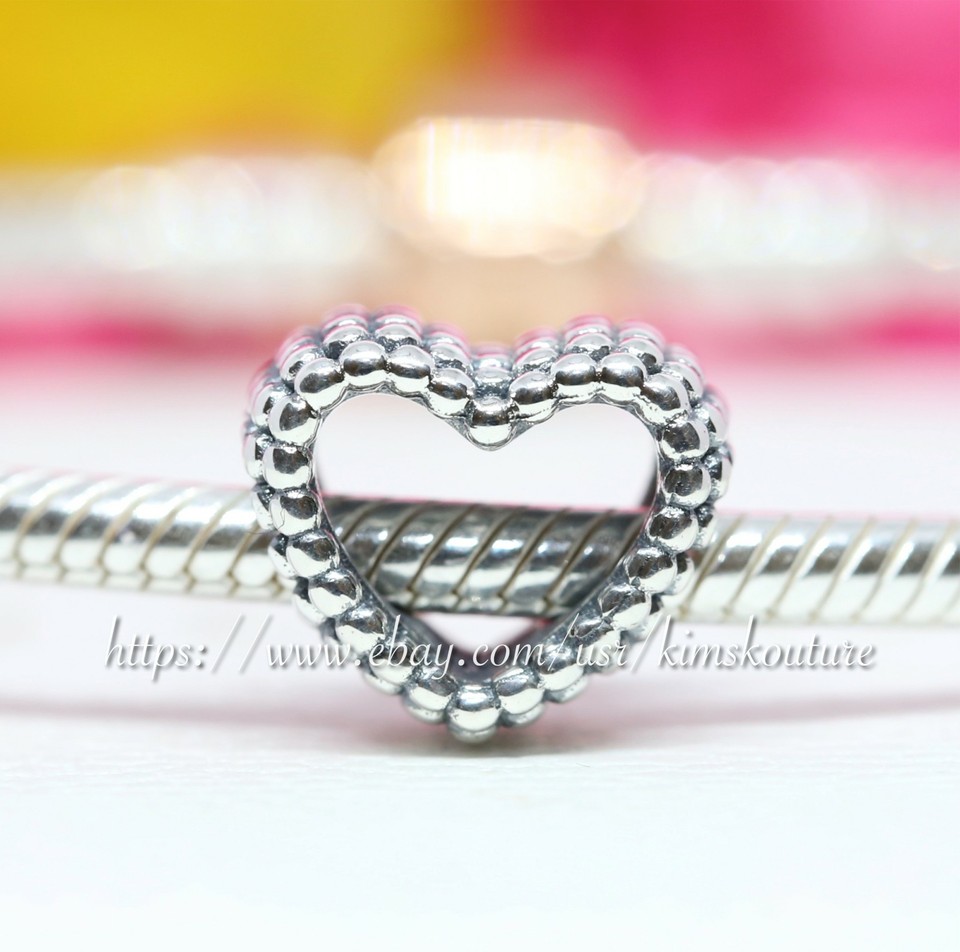 Authentic Pondora Beaded Heart Sterling Silver Charm 797516 | eBay