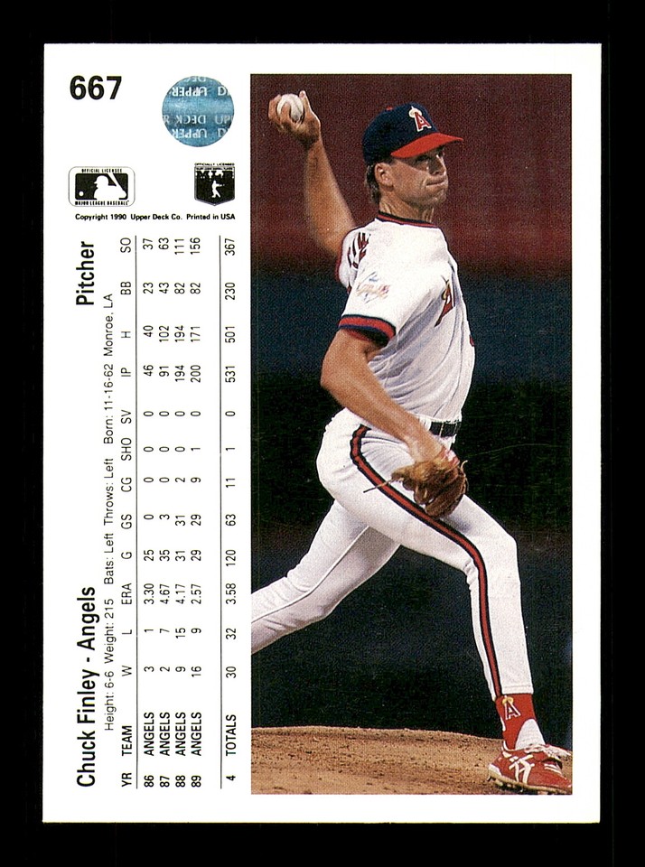 Chuck Finley Autographed Signed 1990 Upper Deck Card #667 Angels 184047 ...