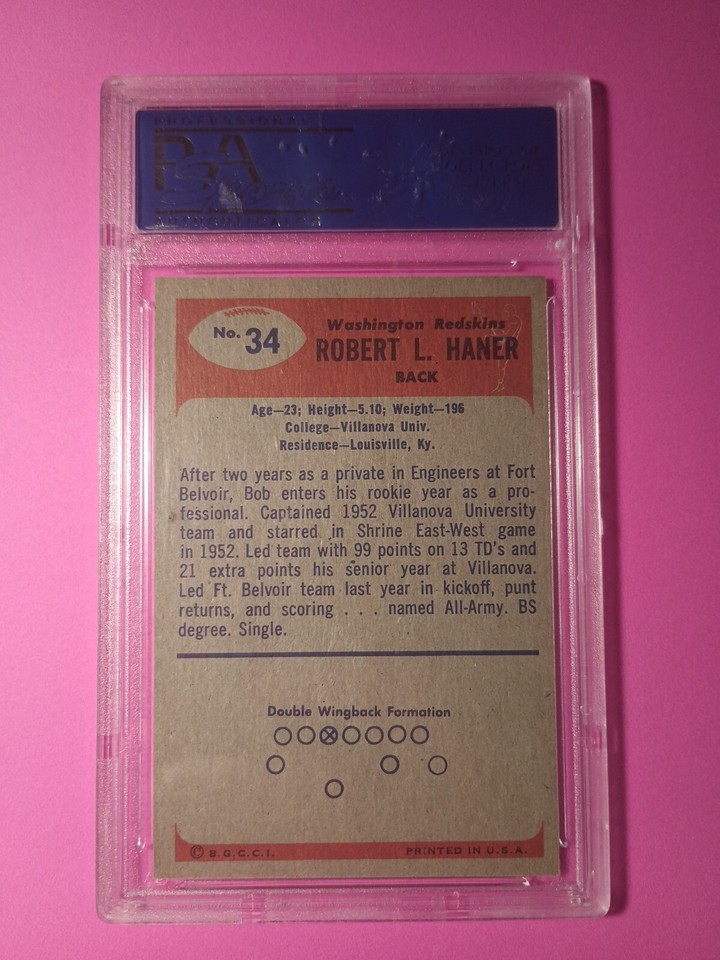 1955 Bowman Football #34 Robert Haner Washington Redskins PSA 8 NM | eBay