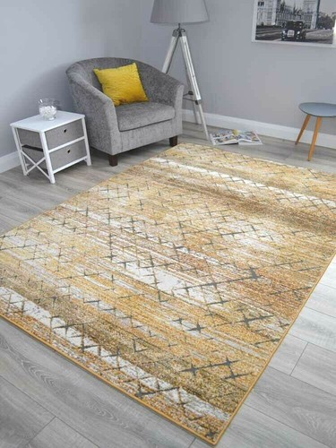 Gold Mustard Living Room Rugs Small Extra Large Abstract Floor Carpet ...