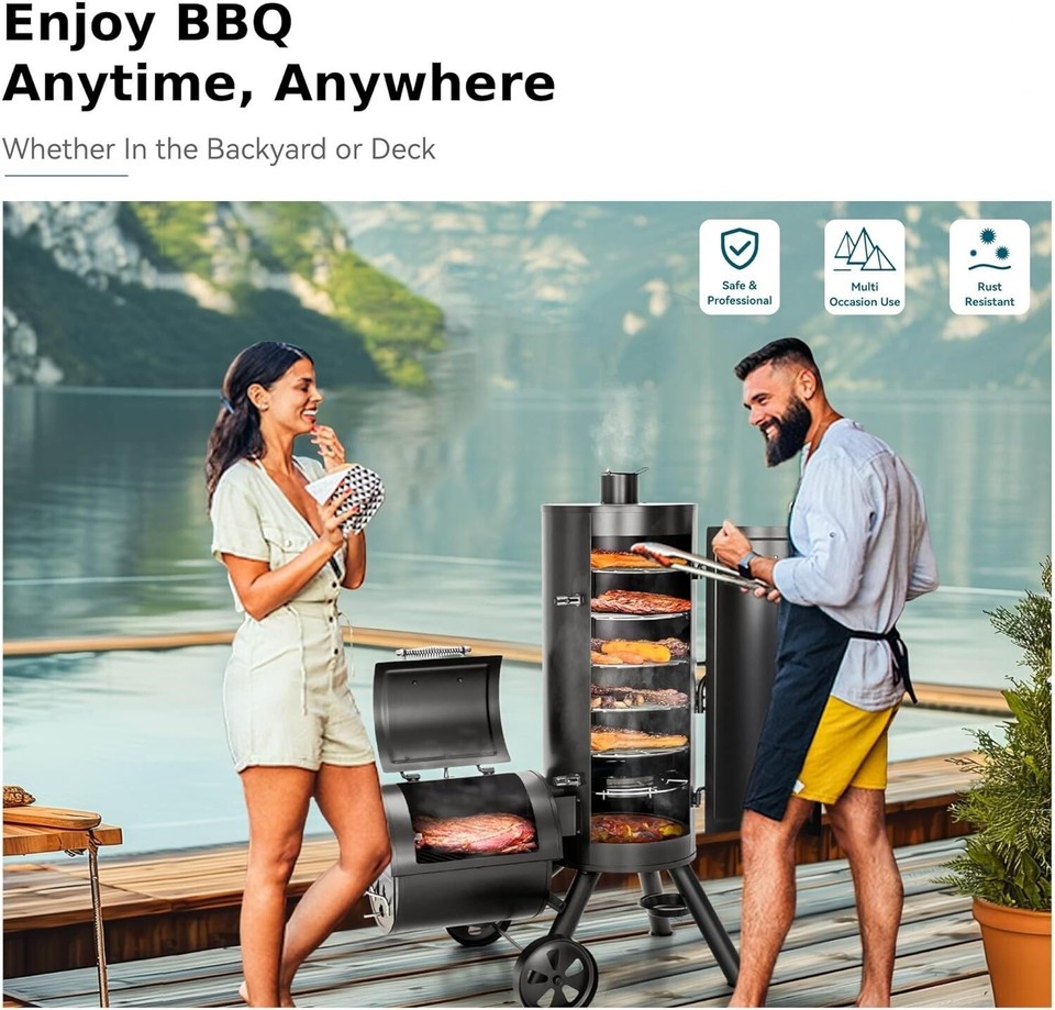 Extra Large BBQ Smoker Vertical Charcoal Smoker Grill BBQ Gill with ...