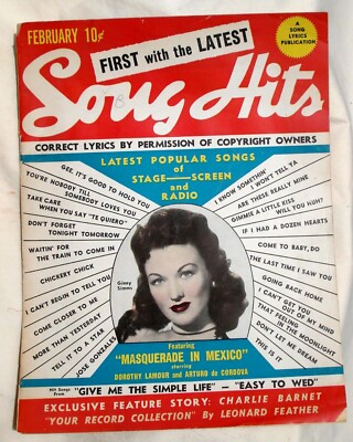 Song Hits Lyrics Magazine Feb 1946 Screen Stage Radio Shady Lady Roy ...