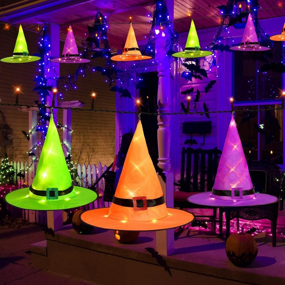 Halloween Witch Hats Lights Decoration For Outdoor Indoor Garden Yard ...