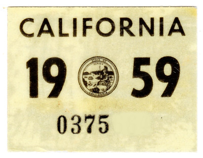 AUTHENTIC 1959 59 California License Plate Year Sticker TAG TAB DECAL ...