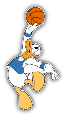 Donald Duck Basketball Jump Cartoon Car Bumper Sticker Decal 5''x 2 ...