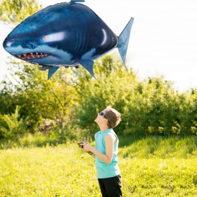 Remote Control Shark Toys Air Swimming RC Animal Infrared Fly Balloons ...