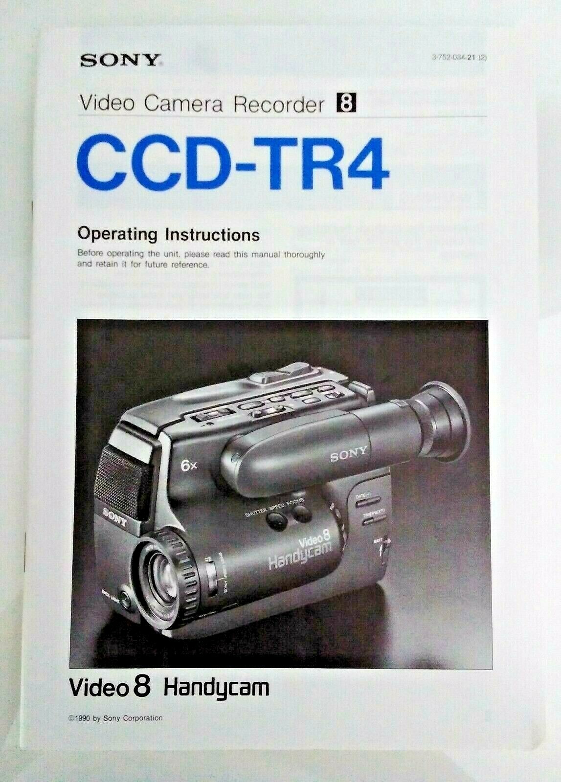 Sony Video Camera Recorder 8 CCD - TR4 Operating Instructions Video 8 ...