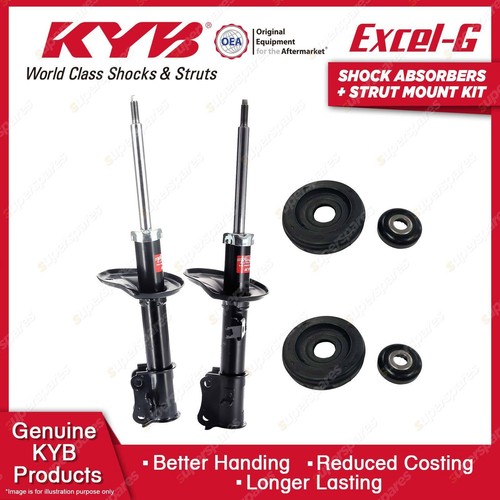 2x Front KYB Shock Absorbers + Strut Mount Kit for Daewoo Kalos T200 03 ...