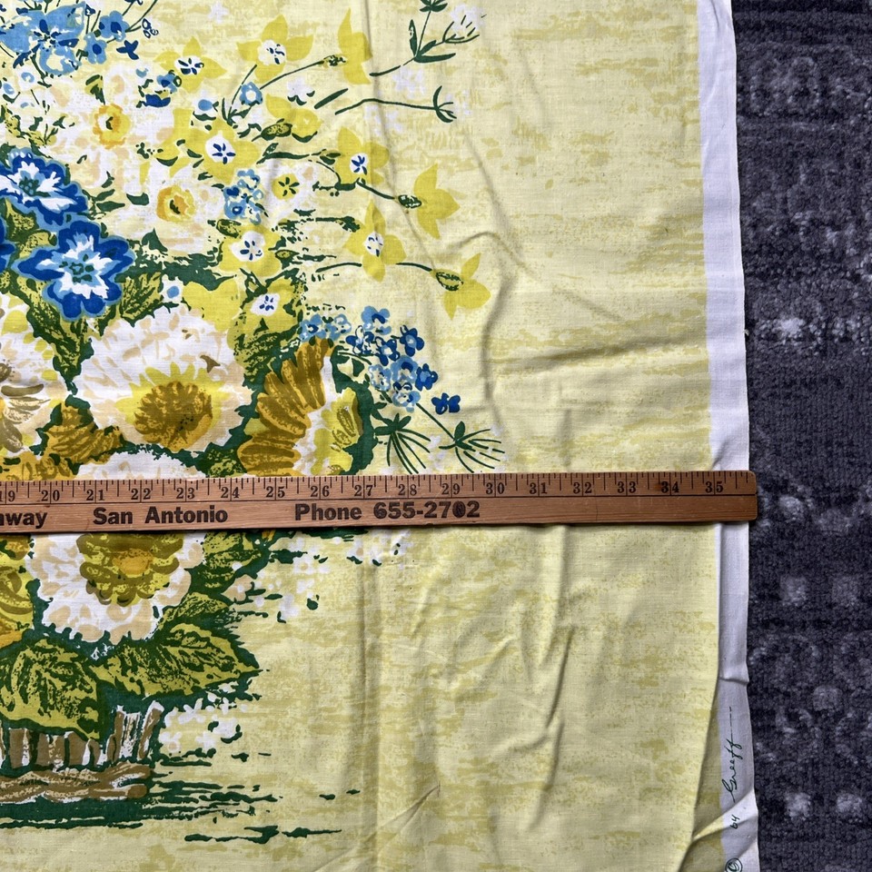 Vintage Greeff Fabric Remnant Wildwood Document Hill III Yellow Floral ...