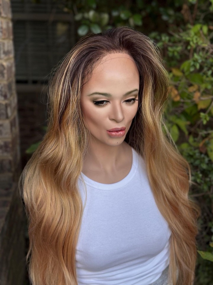 26 inch Sunset Golden Blonde Rooty Ombre Wavy Human Hair Blend Lace ...