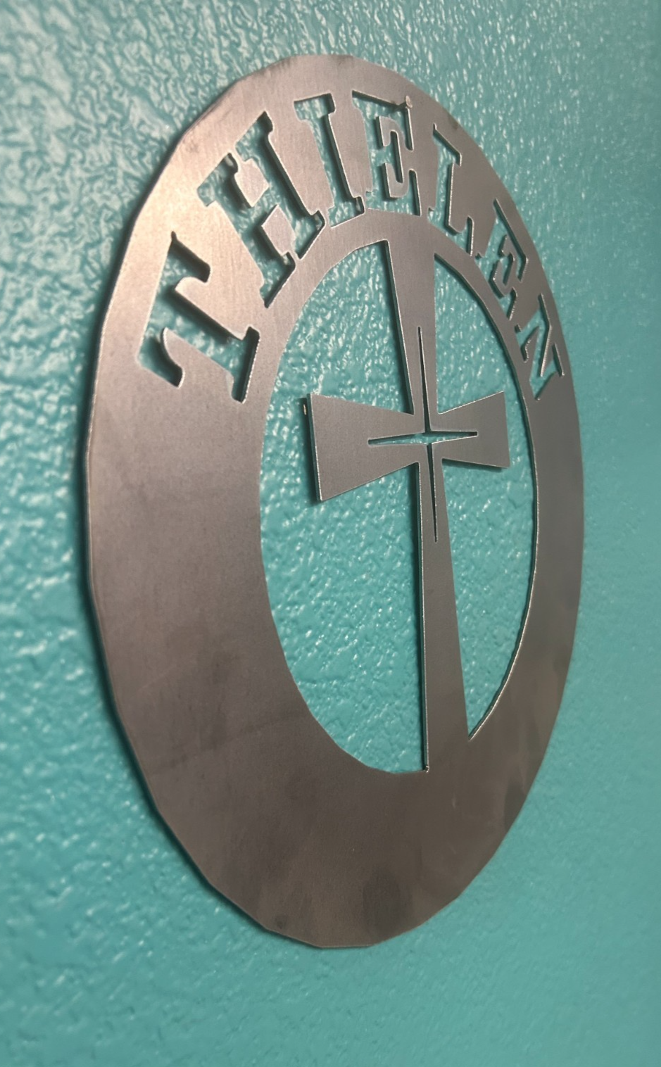 05-CNC plasma cut round metal cross personalized , sign, hanging ...
