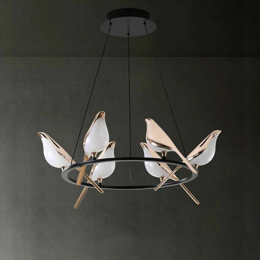 Bird Led Lamp Chandelier Postmodern 6 Light Living Room Hanging Light ...
