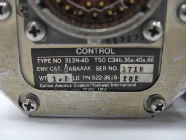 Collins 313N-4D Nav Control - PN 522-3616-202 - With Maintenance ...