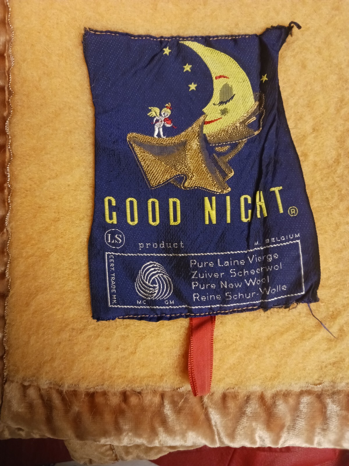 GOODNIGHT Vtg Belgium Wool Reversible Velvet Trims Blanket 84 X 80 EBay