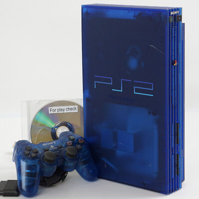 PS2 OCEAN BLUE Console SCPH-37000 L Only NTSC-J Tested System Made in ...