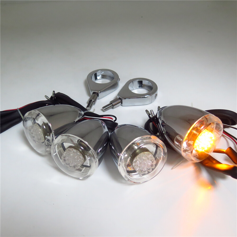 Motorcycle Turn Signals Kit For Harley Bullet Led 41Mm Clear Lens | eBay