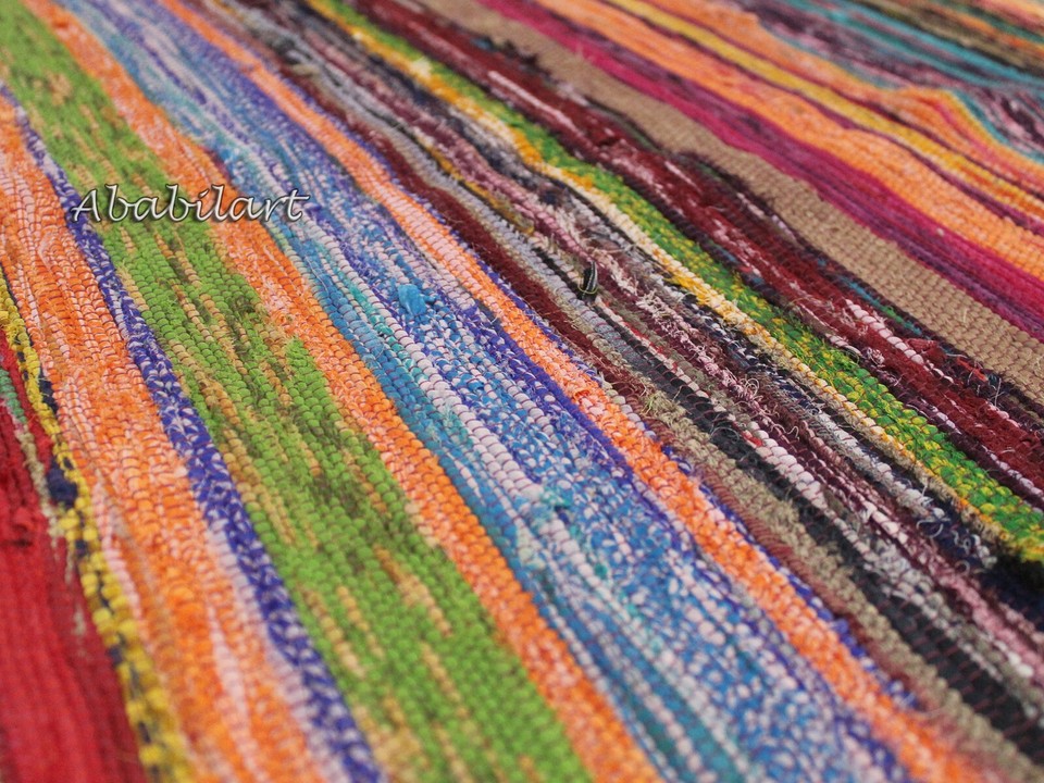 2X3 Ft Cotton Chindi Rug Colorful Boho Floor Decor Runner Yoga Mat ...