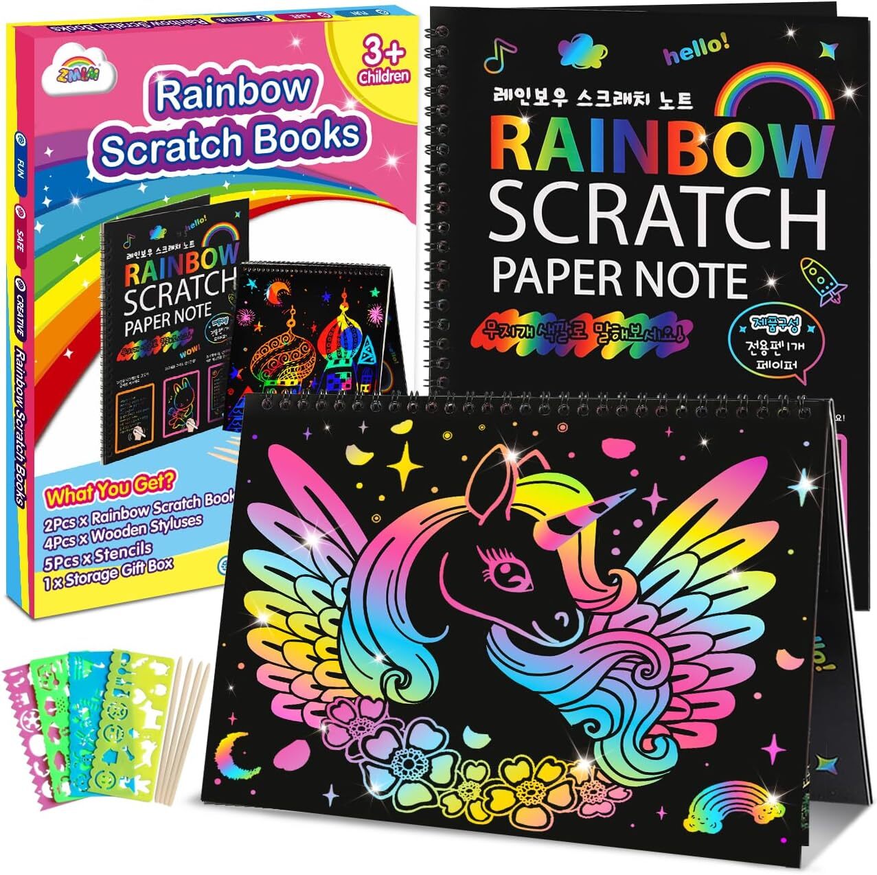 ZMLM Scratch Paper PH00018, 2 Pack Rainbow Notebooks-black Cover | eBay