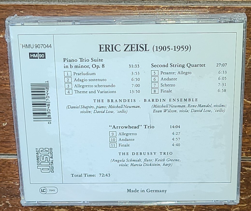 Eric Zeisl: Chamber Music (CD, Dec-1991, Harmonia Mundi) Free Shipping ...