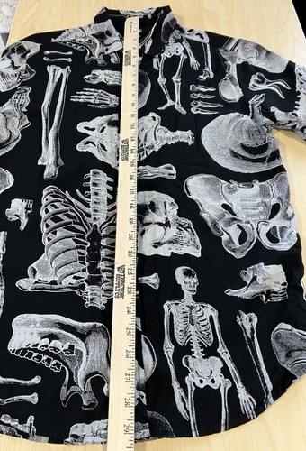Hot Topic Skeleton Bones Anatomy Button Front Gothic Emo Grunge Shirt ...