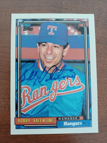 BOBBY VALENTINE 1992 Topps # 789 autographed signed card TEXAS RANGERS ...