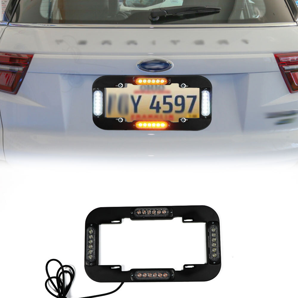 13.6" 24W LED License Plate Frame With Light USA Plates Aluminum Black ...