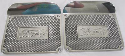 Ford Model T Die Cast Polished Aluminum Step Plates Script w/ Mounting ...