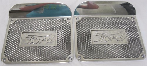 Ford Model T Die Cast Polished Aluminum Step Plates Script w/ Mounting ...