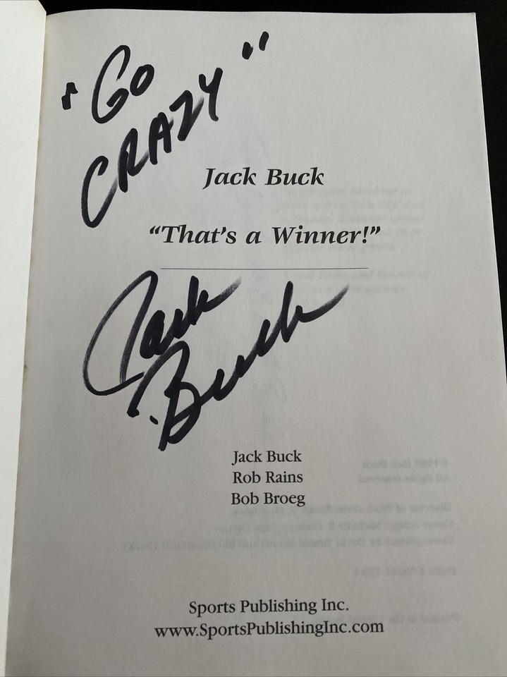 Jack Buck *SIGNED* That’s A Winner Book - Baseball Hall of Fame ...